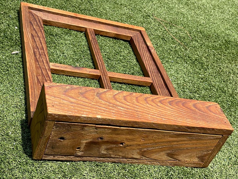 Rustic Wooden Window Frame With Planter Box – 22” Tall Farmhouse Wall ...