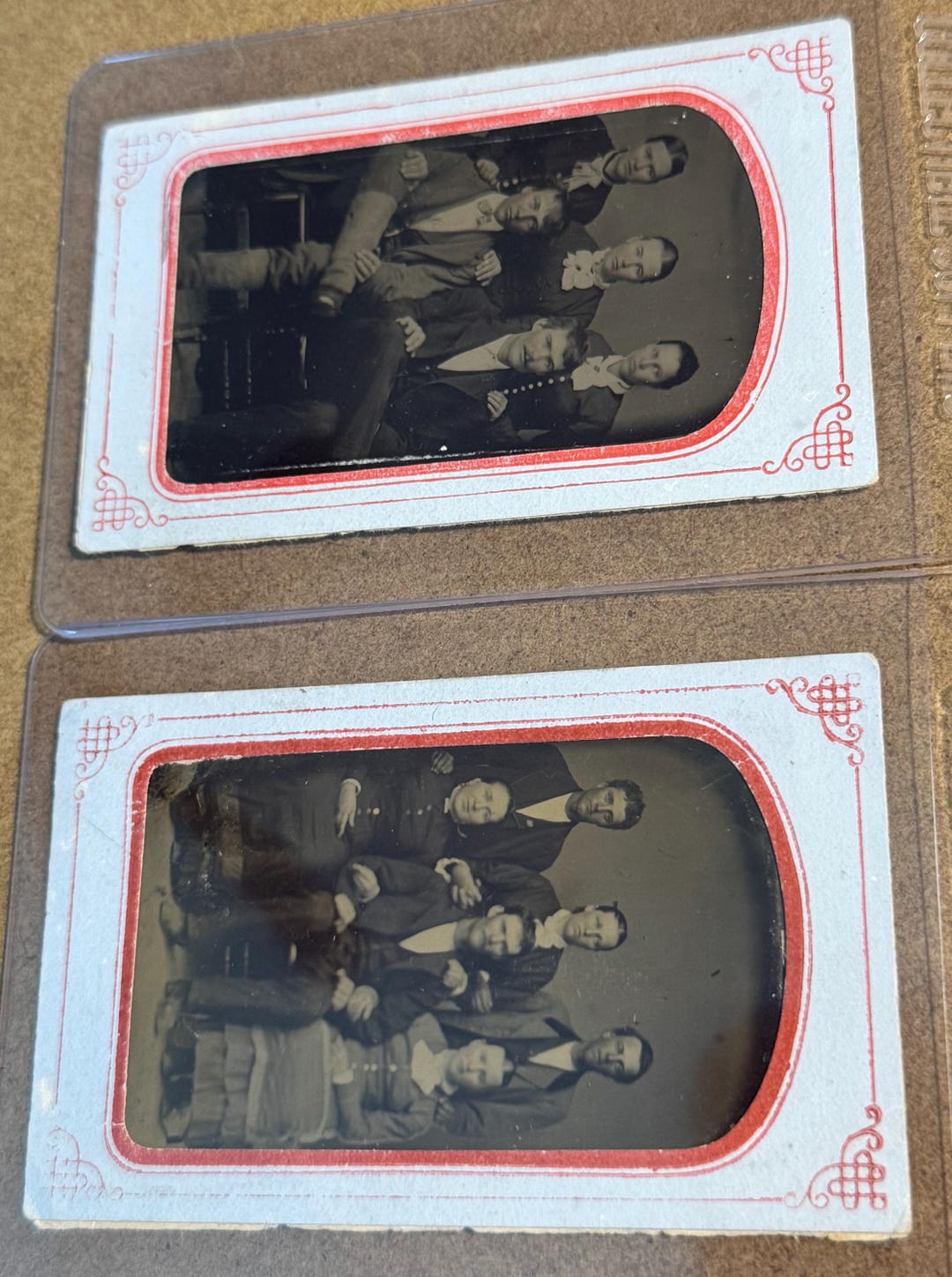 Antique Tintype Photographs – Group Portraits in Red Border Frames C ...