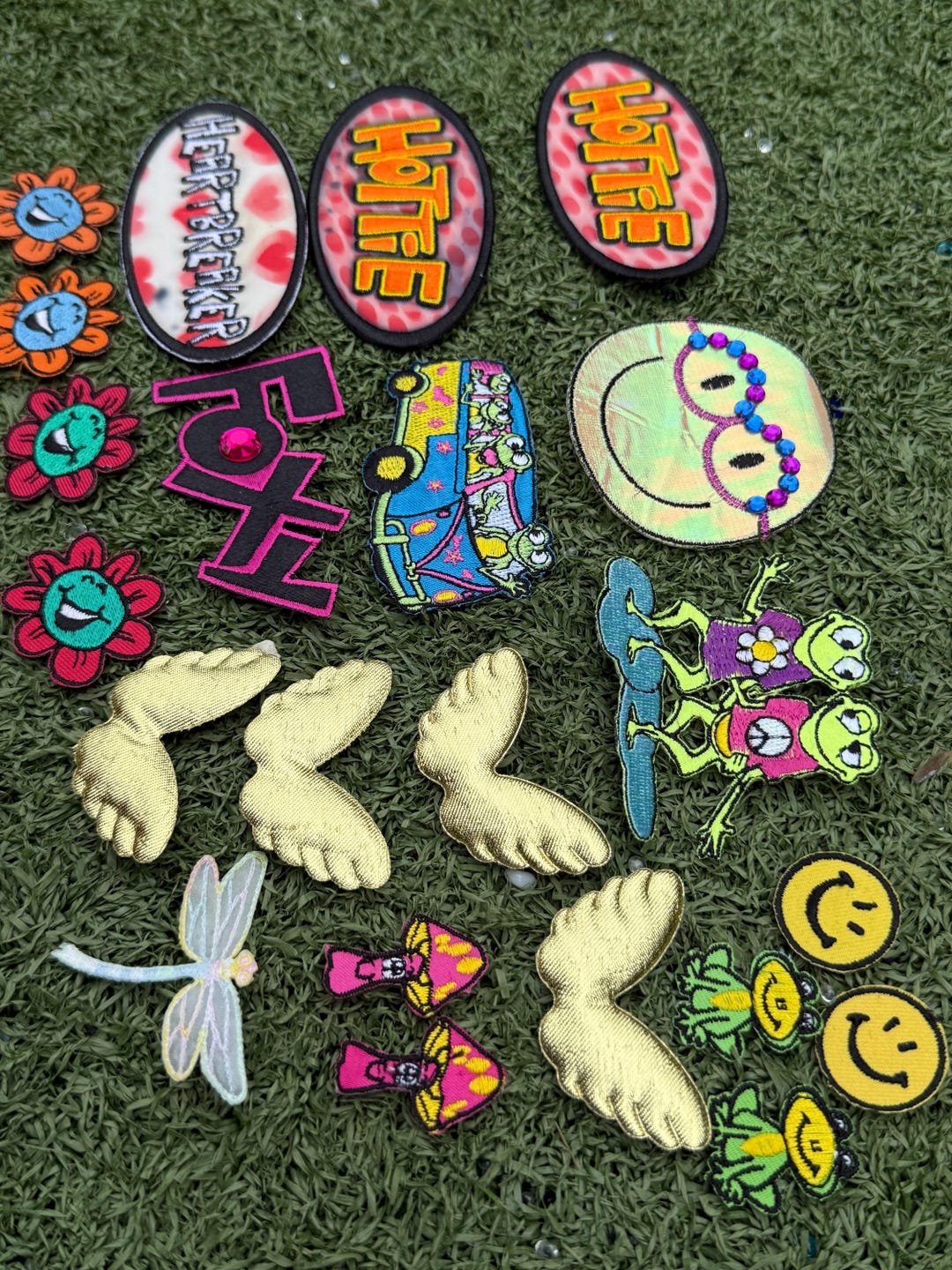Y2K Iron on Patch Lot Smileys Fairy Wings Hot Rave Skate Aesthetic - Etsy