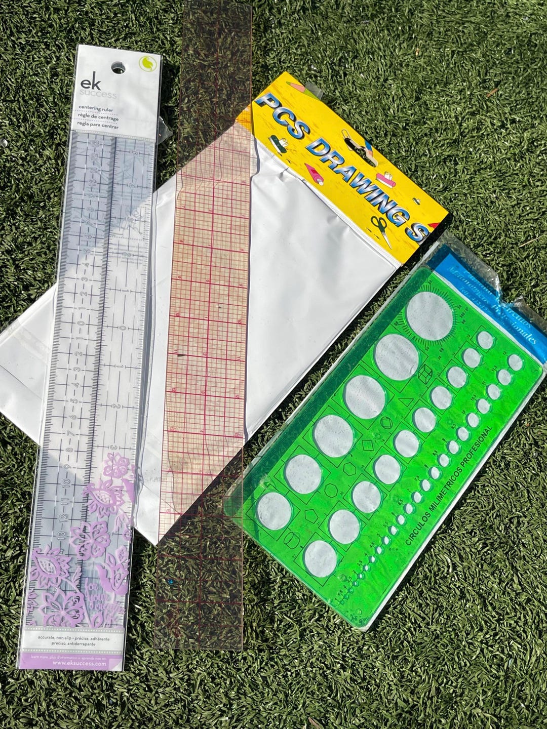 Lot of 4 Craft Rulers & Templates – Circle, Oval, Grid, Decorative ...