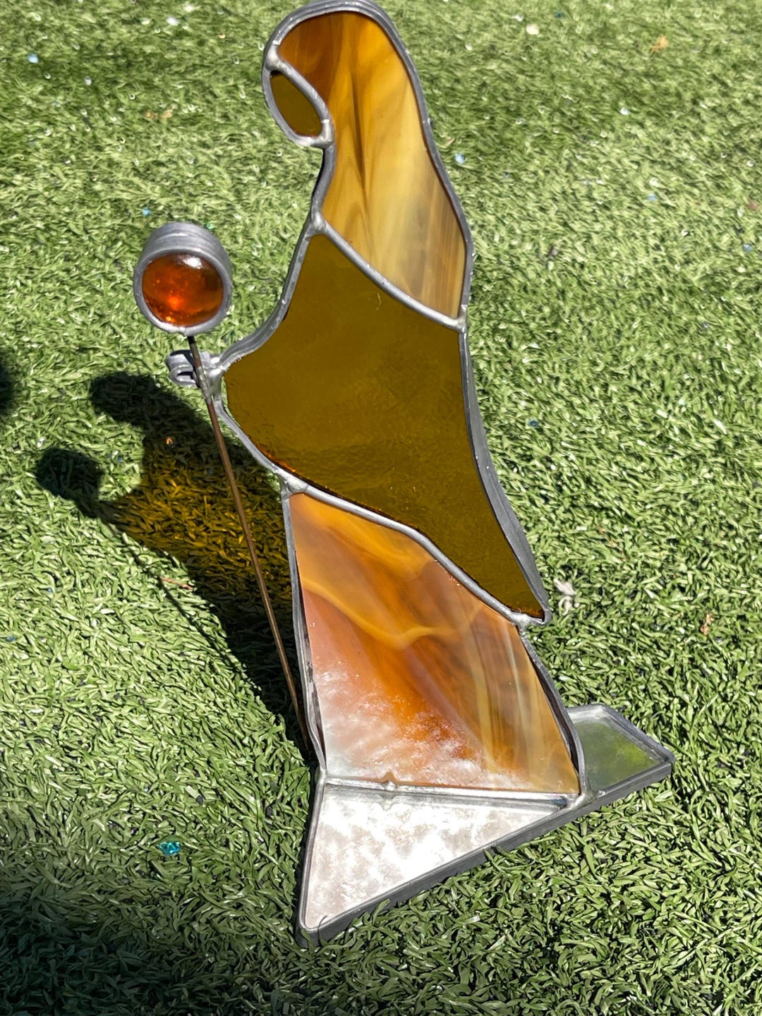 8″ Amber Stained Glass Lady Figurine – Abstract Elegant Woman Sculpture ...