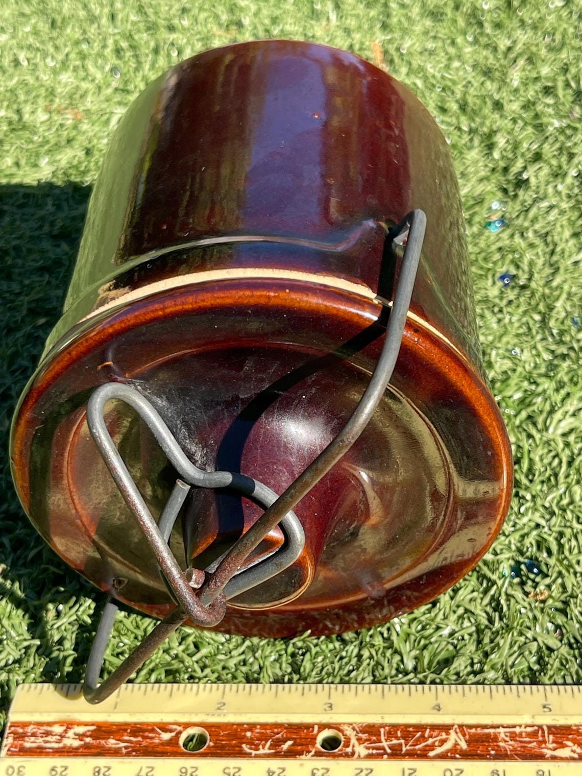 Vintage USA Stoneware Crock Jar With Wire Bail Handle & Lid ‒ Rustic ...
