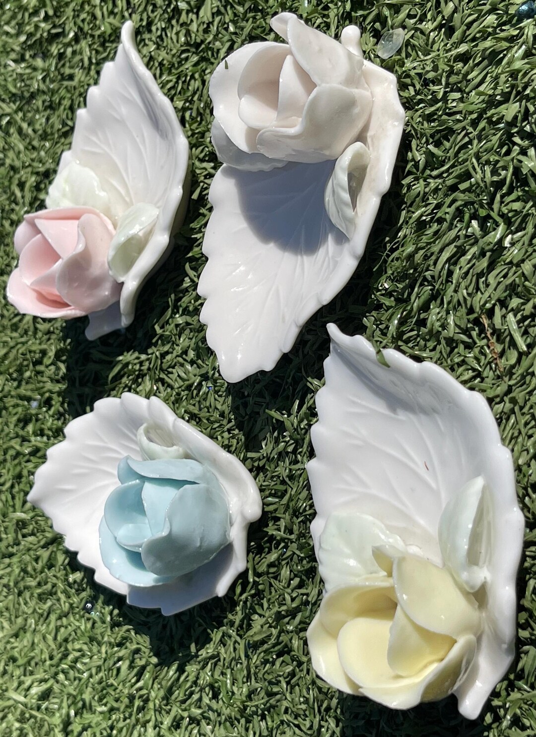 Vintage Ardalt Japan Porcelain Rose Set – 4 Hand-painted Floral Leaf ...