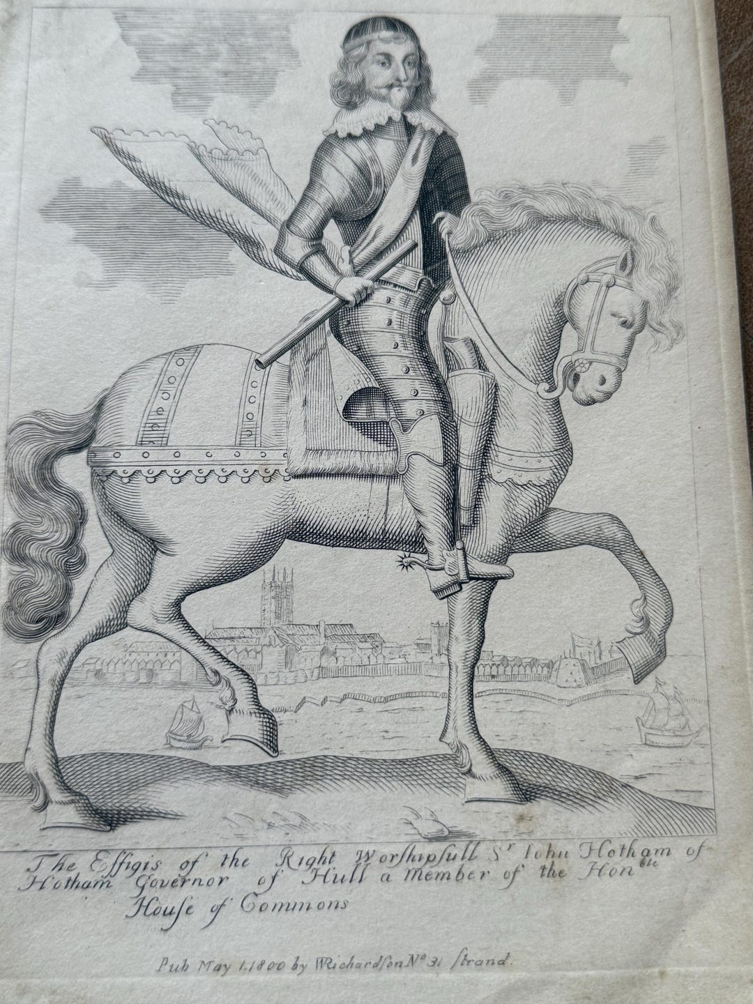 Antique 1800 Engraving of Sir John Hotham Governor of Hull – Richardson ...