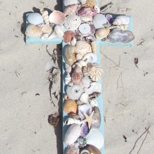 Shell Wall Cross in Blue With Seashells, Easter Cross - Etsy