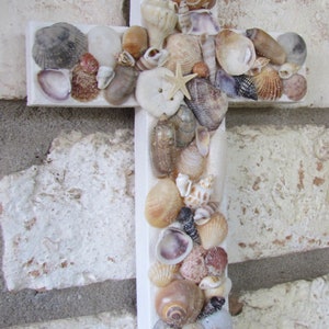 Shell Wall Cross in White With Seashells, Easter Cross - Etsy