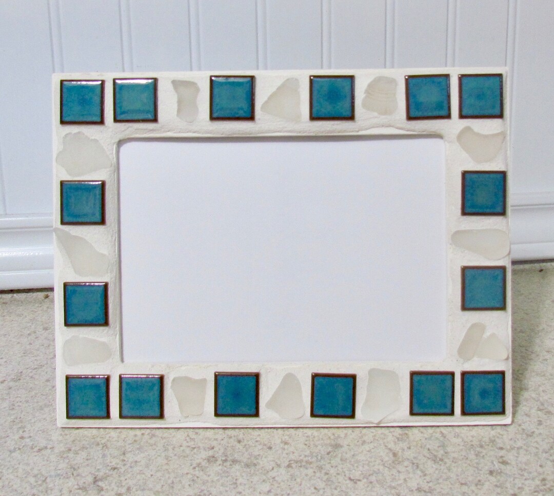 Genuine Sea Glass and Tile Picture Frame, Coastal Frame - Etsy