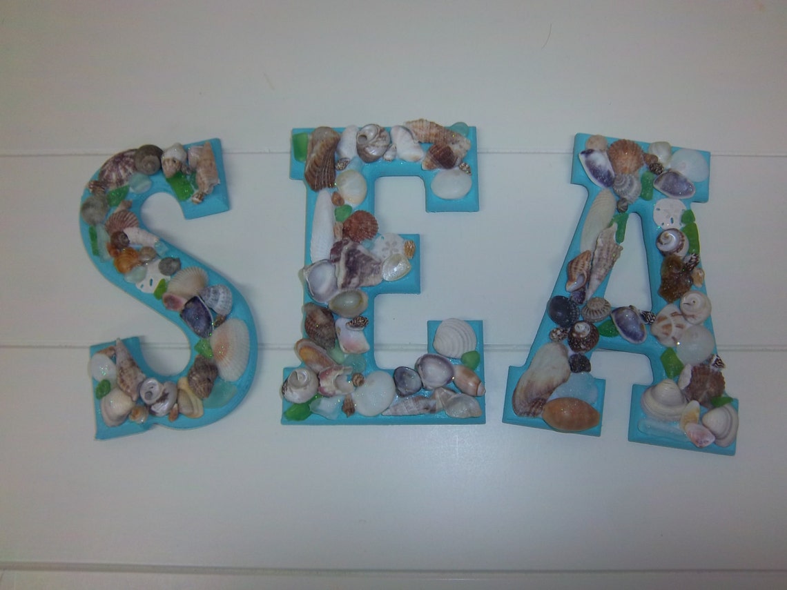 Sea Letters With Seashells and Seaglass - Etsy