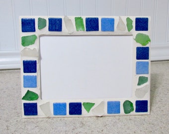 Genuine Sea Glass and Tile Mosaic Picture Frames - Etsy