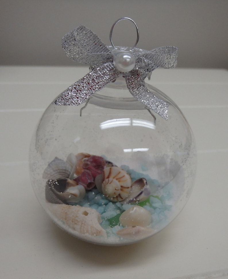 Set of 2 Shells and Sea Glass Christmas Beach Ornaments - Etsy