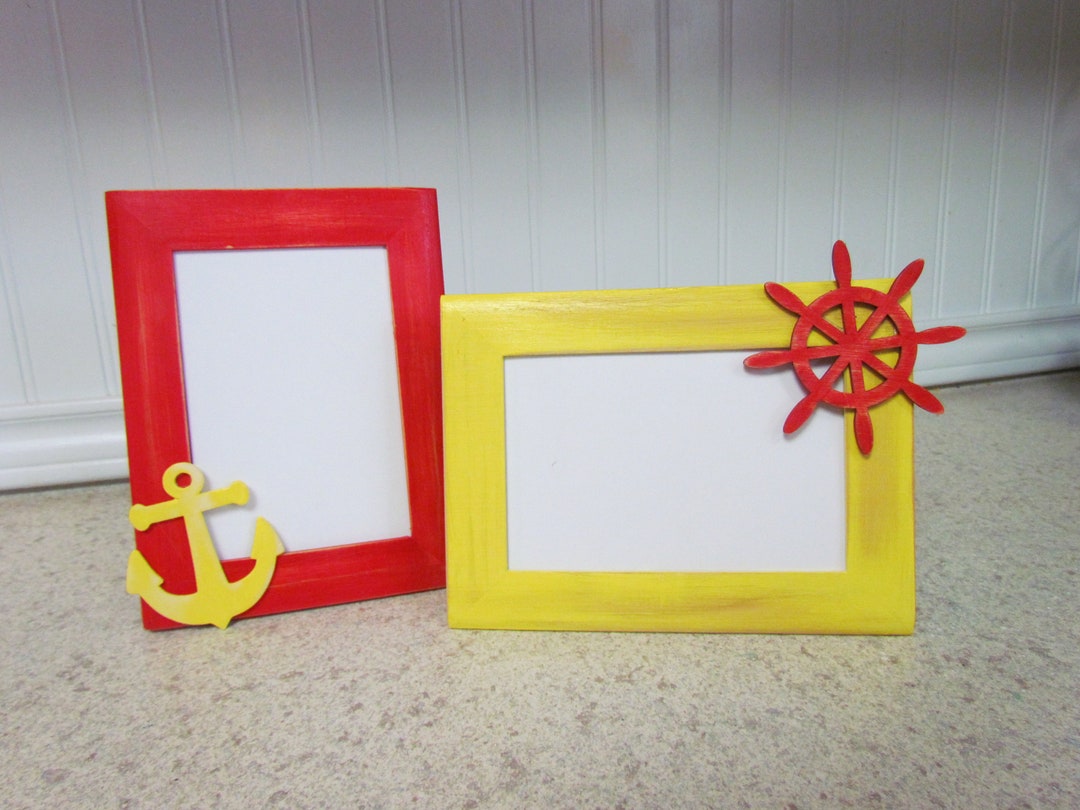 Set Nautical Style Picture Frame With Ship's Wheel and Anchor - Etsy