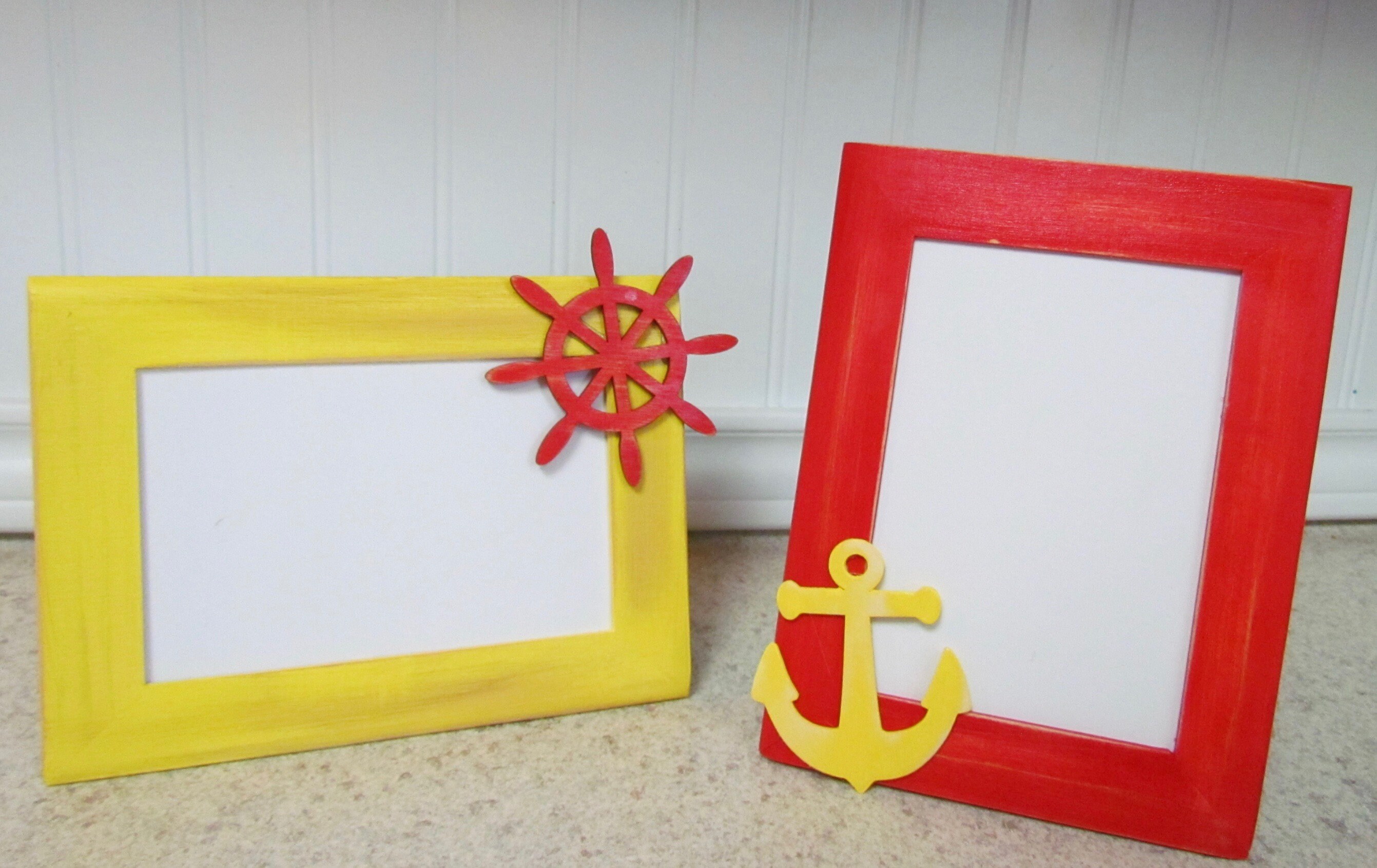 Set Nautical Style Picture Frame With Ship's Wheel and | Etsy