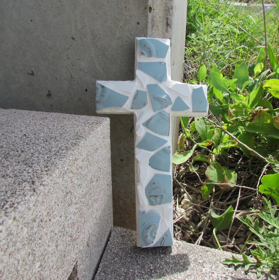 Coastal Light Blue Tile Wall Cross Easter Cross - Etsy