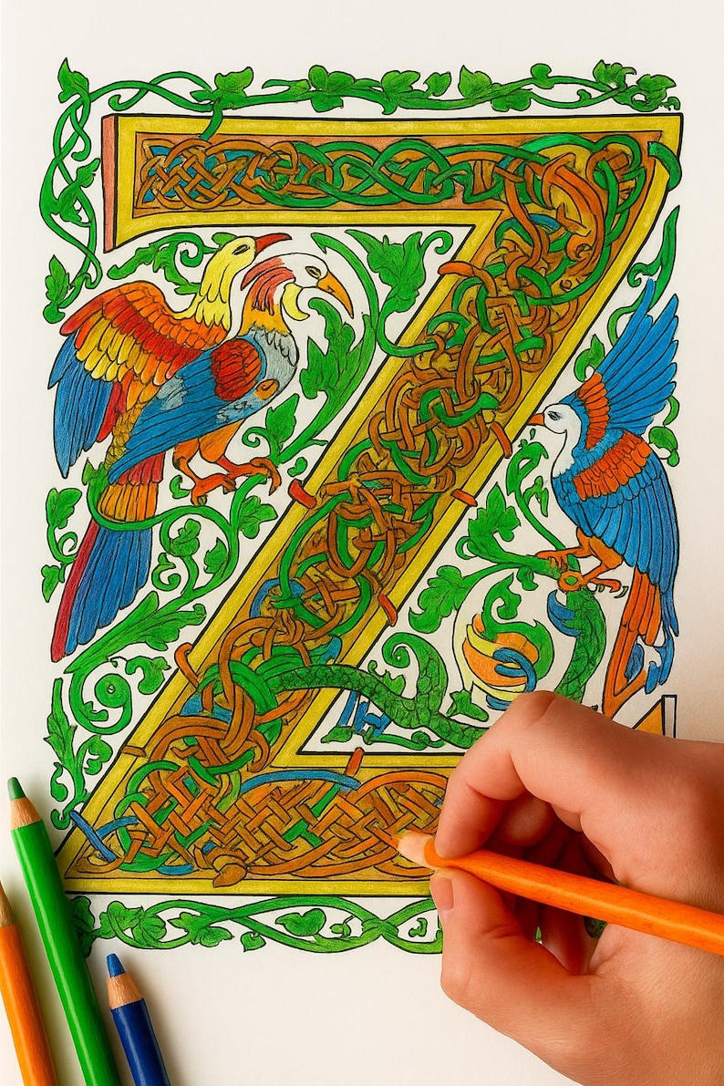 Celtic Letter Z Coloring Page: Medieval Knotwork Art (digital Download ...