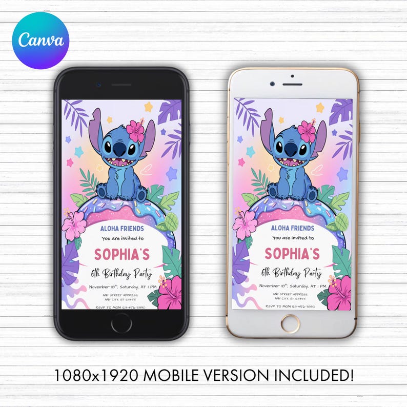 Editable Stitch Birthday Party Invitation Template, Stitch Birthday ...