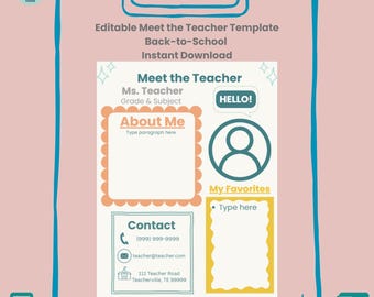 Editable Meet the Teacher Form- Canva Template - Etsy