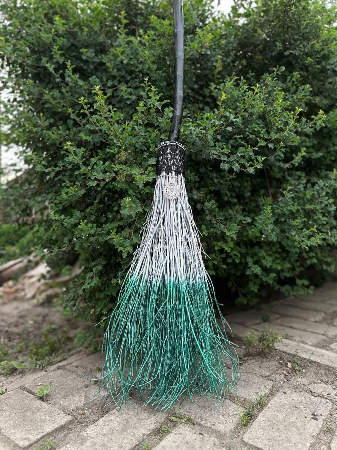White and Green Birch Broom, Besom, Birch Broom, Natural Witch Broom ...