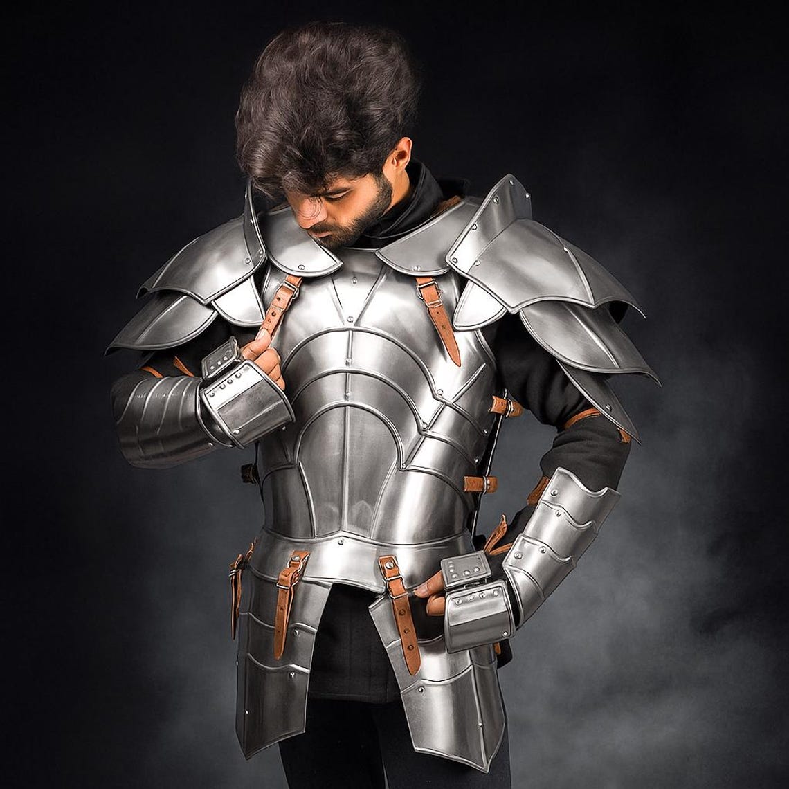 Half Knight Armor Set – 18GA Steel Cuirass, Pauldrons & Gauntlets for ...