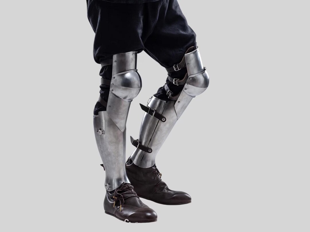 Medieval Knight Leg Greaves Armor – Steel Shin & Knee Protection, LARP ...