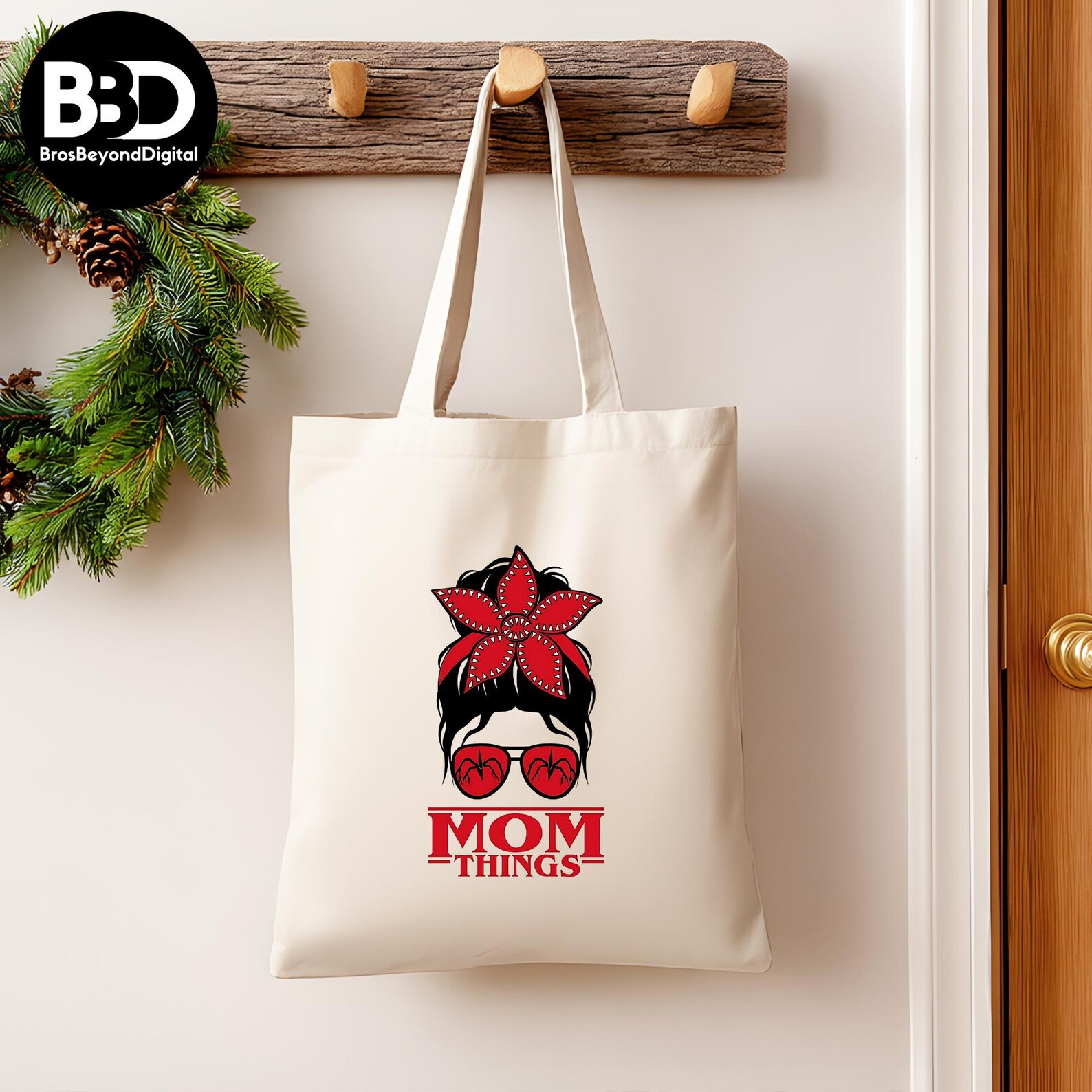 Mom Things SVG PNG, Messy Bun Demogorgon Sublimation, Stranger Mama ...