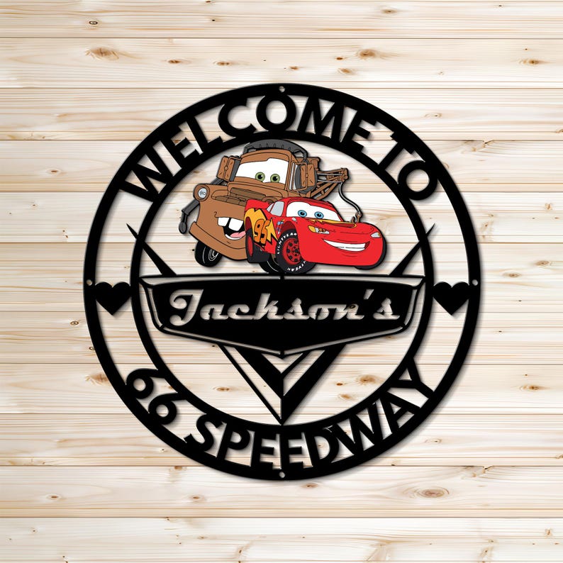 Personalized Disney Cars Metal Sign Custom Name Lightning Mcqueen Wall ...