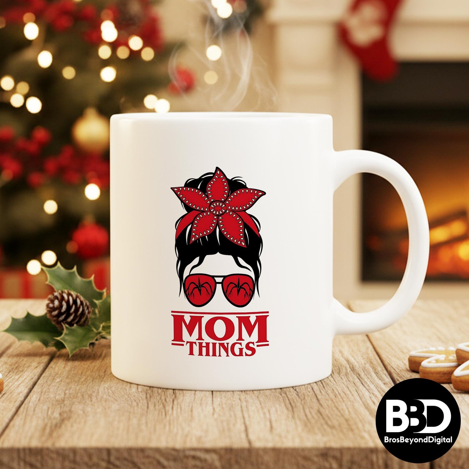 Mom Things SVG PNG, Messy Bun Demogorgon Sublimation, Stranger Mama ...
