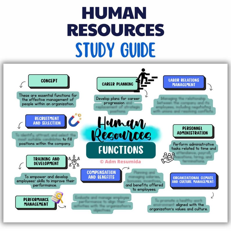 Human Resources Functions Study Guide for Business Students | Visual ...