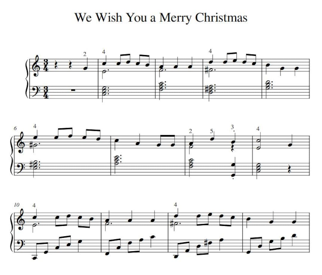 We Wish You A Merry Christmas - Beginner Piano Christmas Music - Etsy