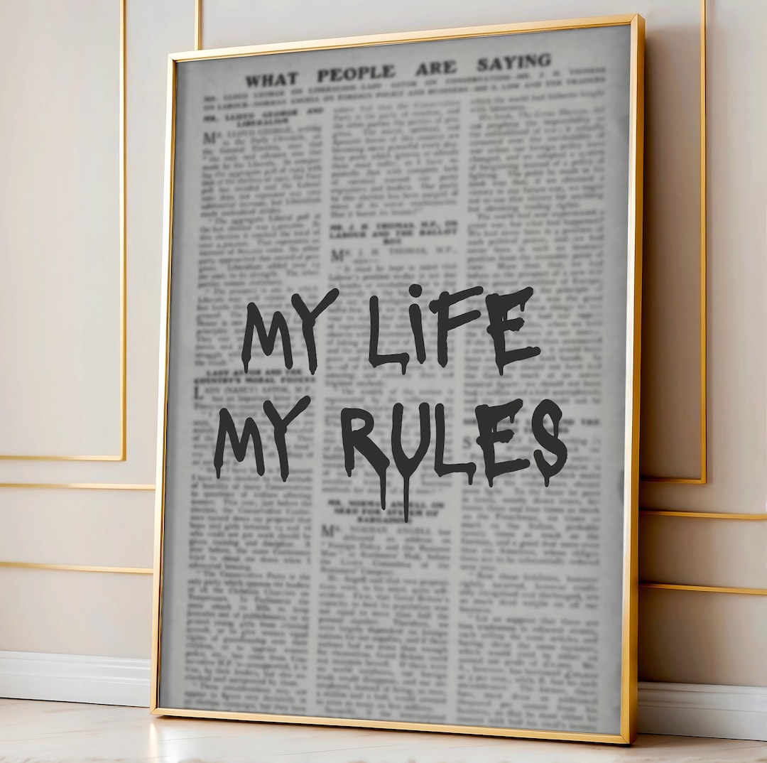 My Life My Rules Poster, Motivational Quote Wall Art, Modern Typography ...