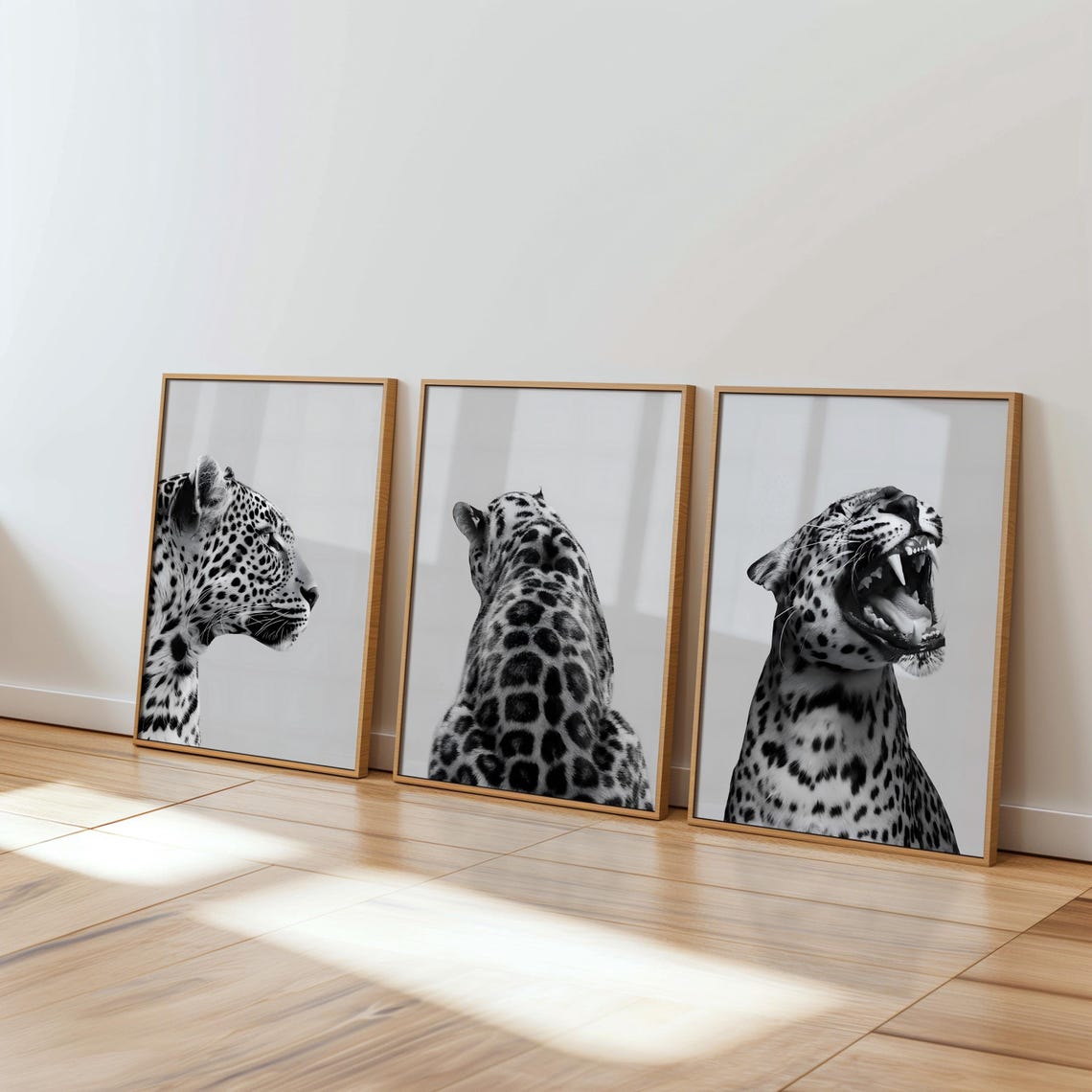 Set of 3 Modern Leopard Wall Art, Minimal Home Decor, Neutral Safari ...