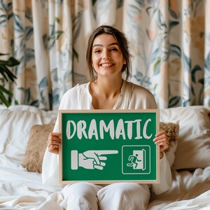 Dramatic Exit Sign Wall Art | Office Decor | Funny Green Typography ...