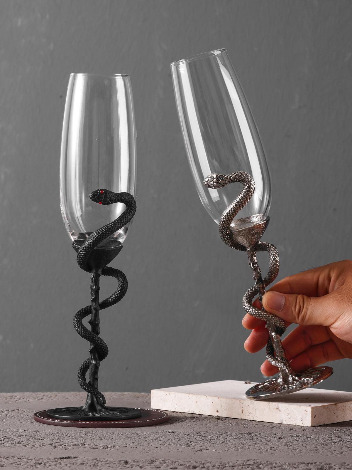Handmade Snake Champagne Flute: Unique Metal Snake Toasting Glass ...