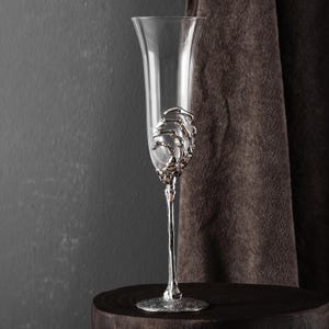 Metal Skeleton Hand Champagne Flutes: Gothic Wedding Toasting Glasses ...