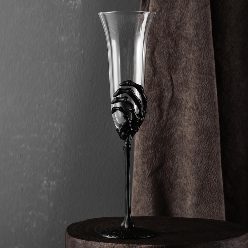 Metal Skeleton Hand Champagne Flutes: Gothic Wedding Toasting Glasses ...