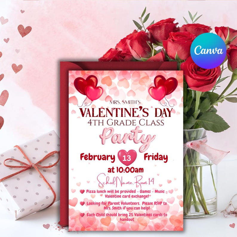 Sweet Valentines Day Classroom Party Invitation Printable Templates for ...