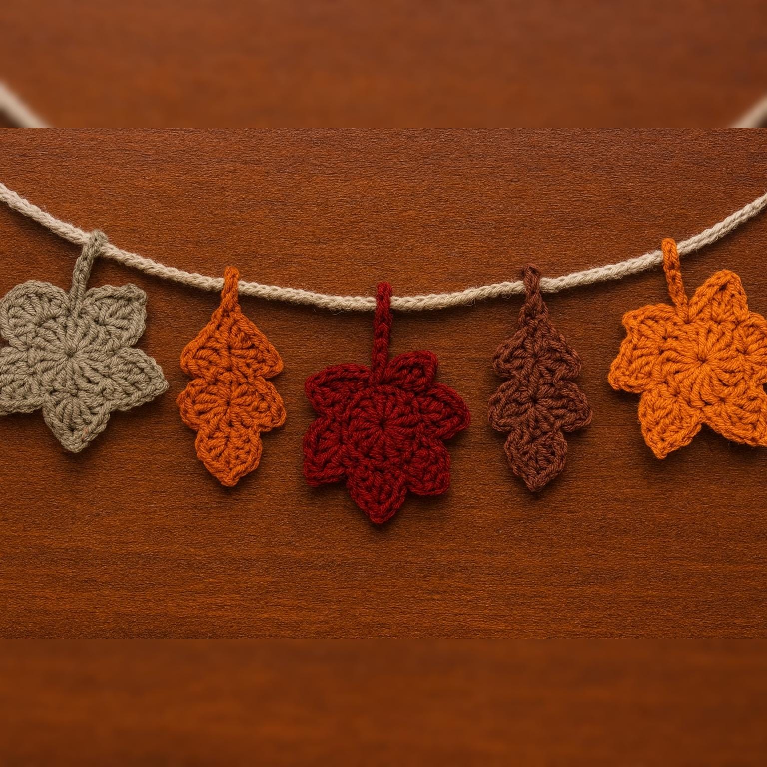 Crochet Leaf Garland Pattern PDF | Maple and Oak Leaves | Fall and ...