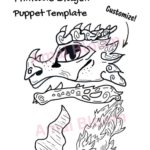 Printable Dragon Puppets - Etsy