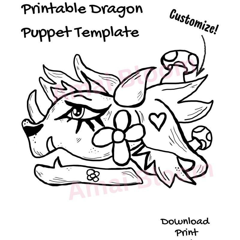 Printable Paper Dragon Puppet Base - Etsy
