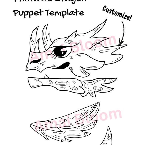 Hand Paper Dragon Puppet Template - Etsy