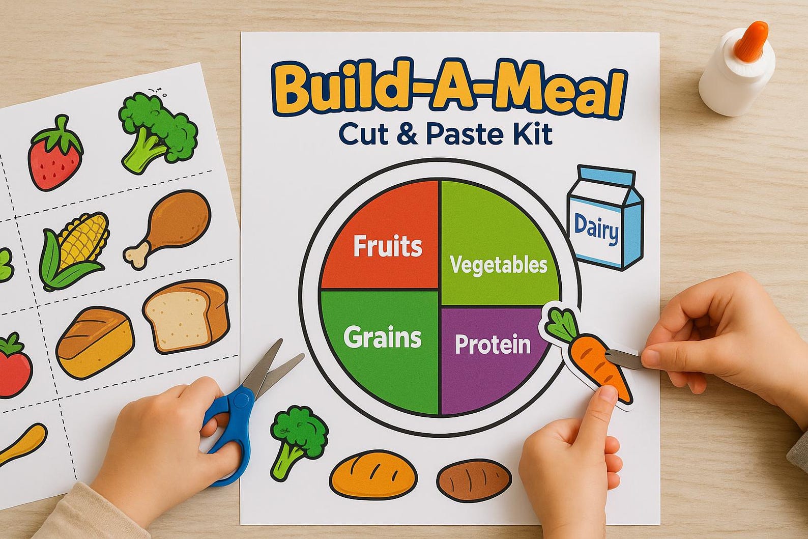 Myplate Food Group Activity Kit: Cut & Paste Meal Builder (printable ...