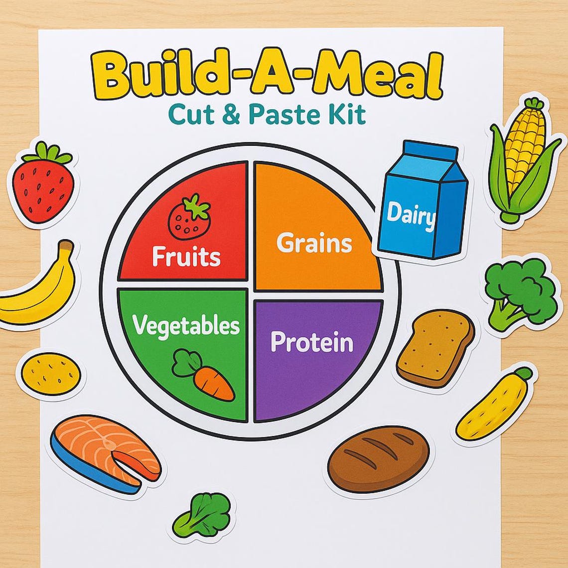 Myplate Food Group Activity Kit: Cut & Paste Meal Builder (printable ...