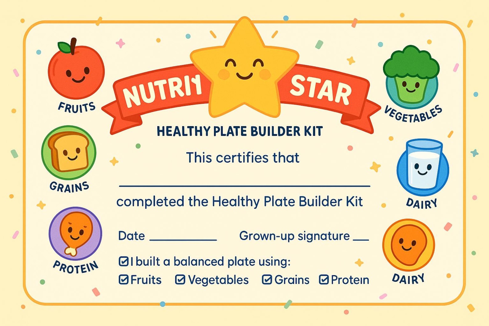 Myplate Food Group Activity Kit: Cut & Paste Meal Builder (printable ...