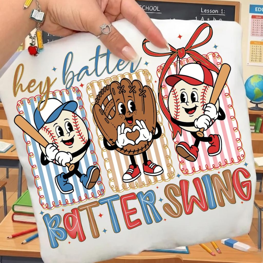 Retro Baseball Batter Batter Swing PNG, Bow Baseball Coquette Png, Game ...