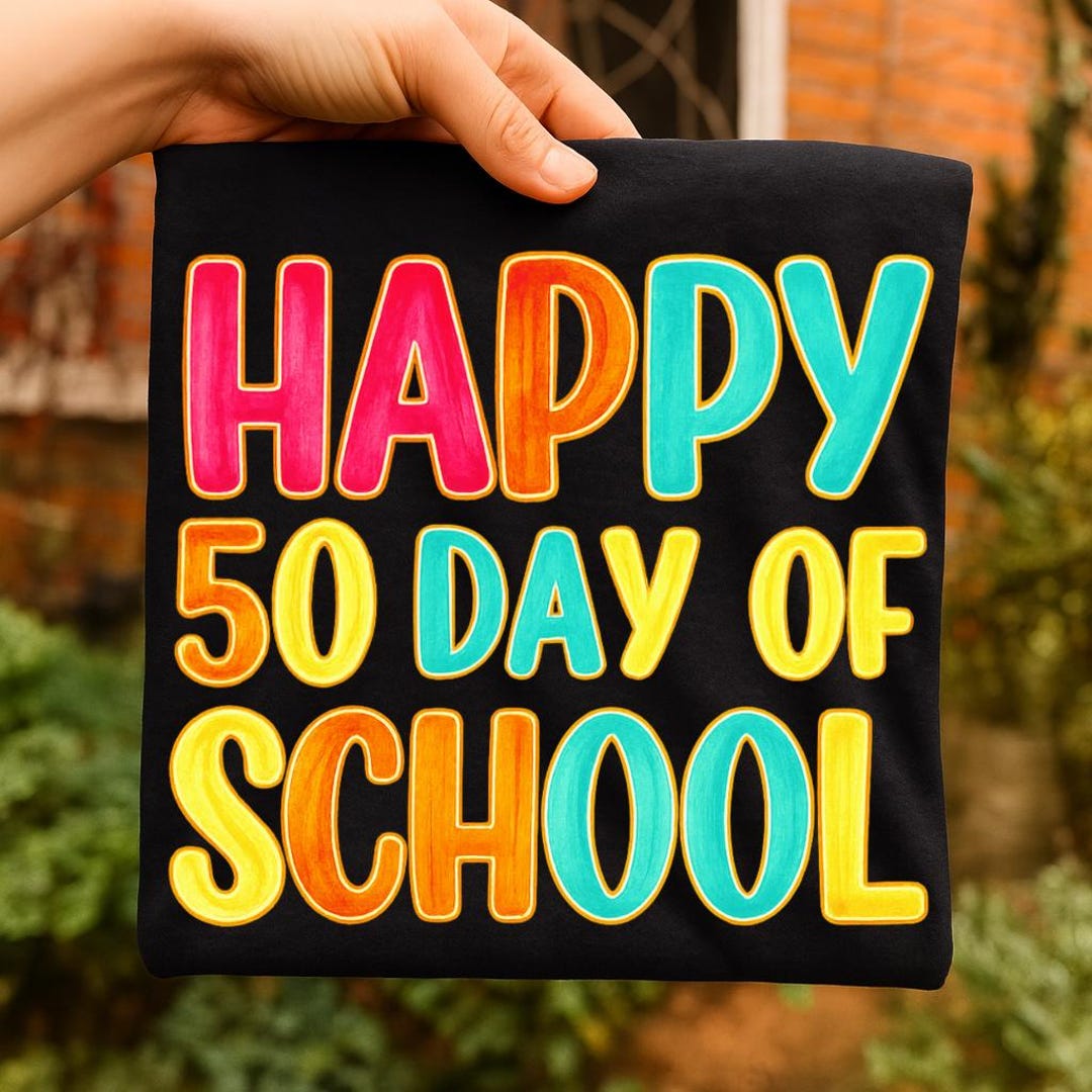 Happy 50th Day of School PNG | Retro Teacher Shirt Design | Cute Back ...