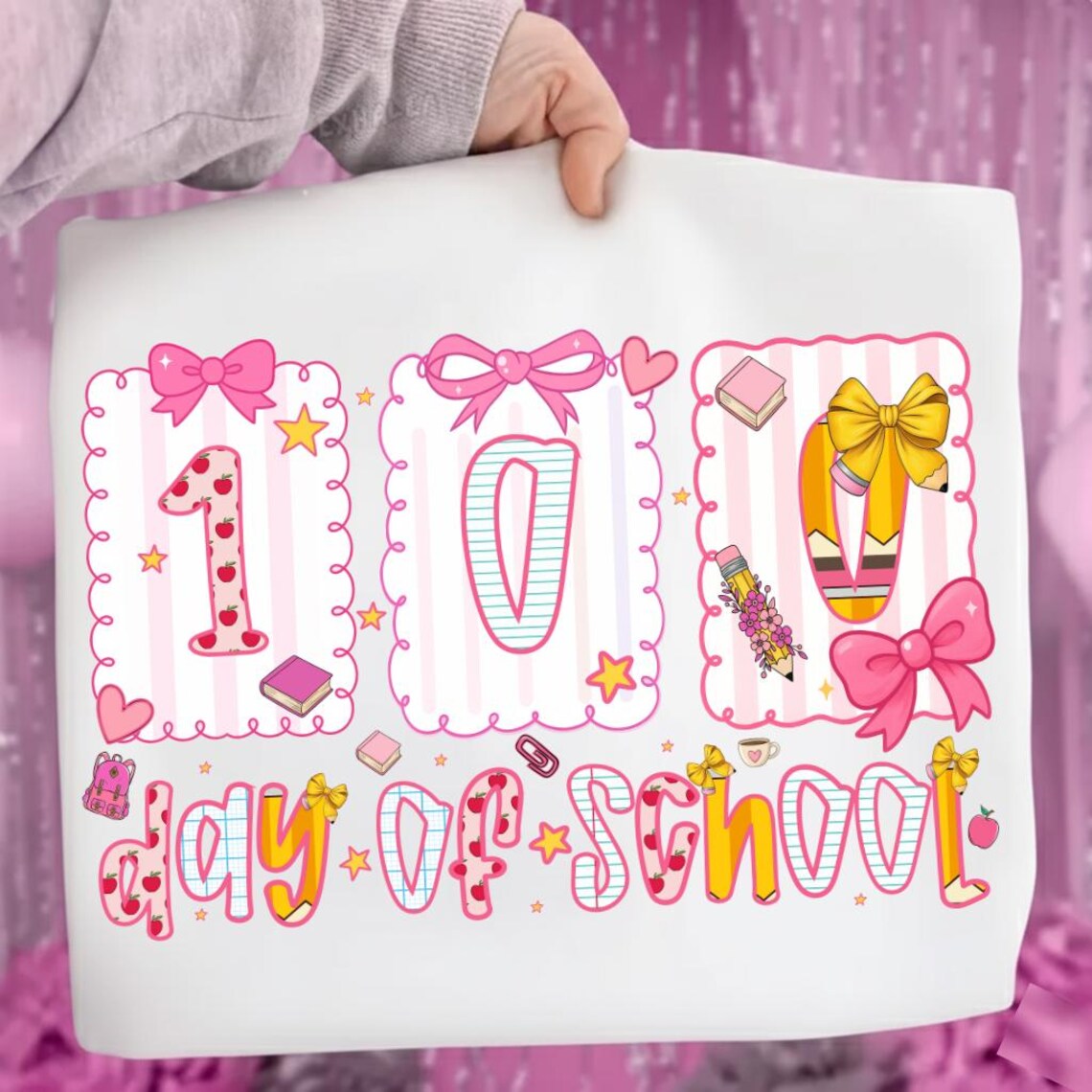 100 Days of School PNG, 100 Days of School Coquette Png,teacher 100 ...