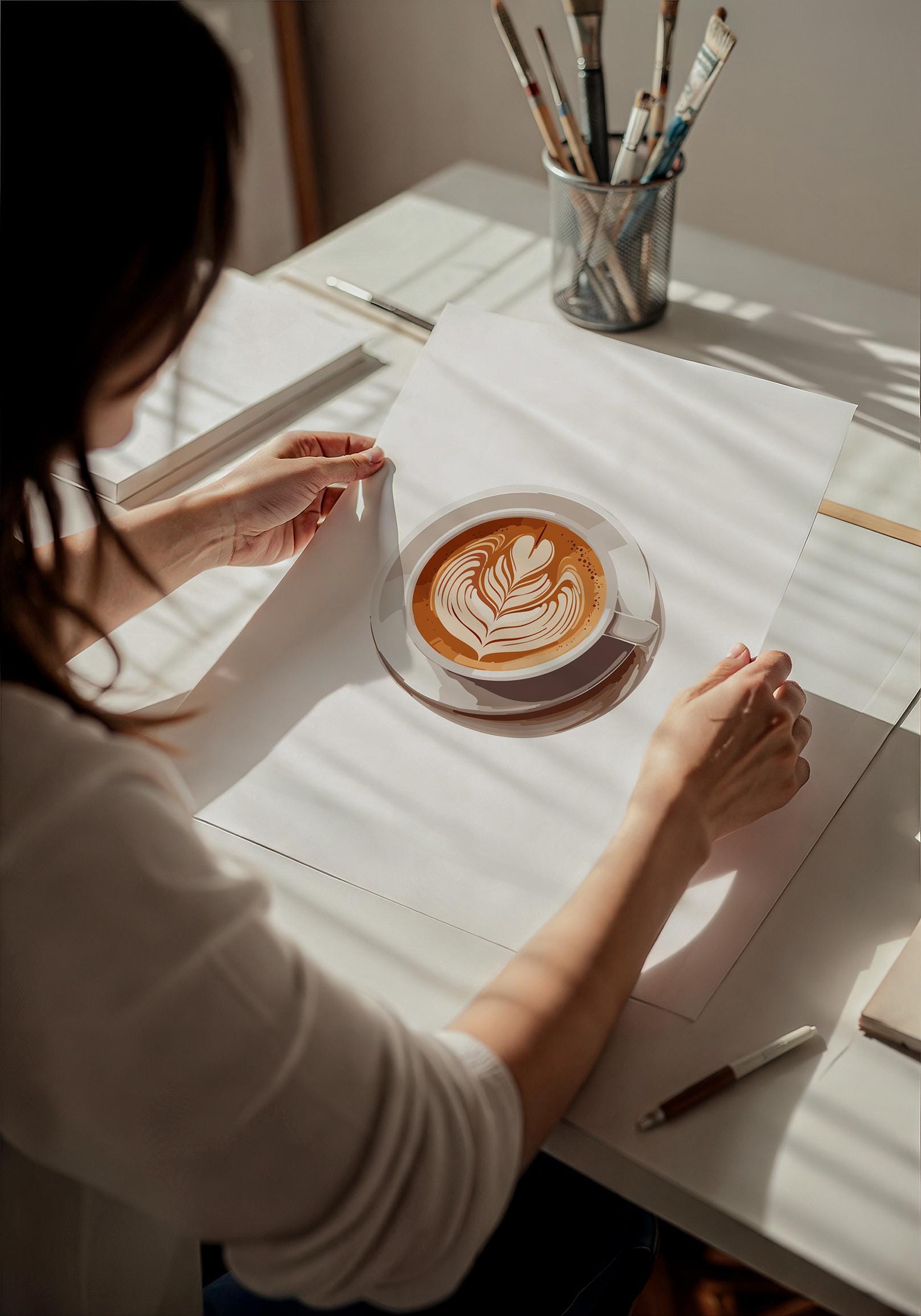 Latte Art Print: Minimalist Coffee Poster, Kitchen Cafe Decor (digital ...