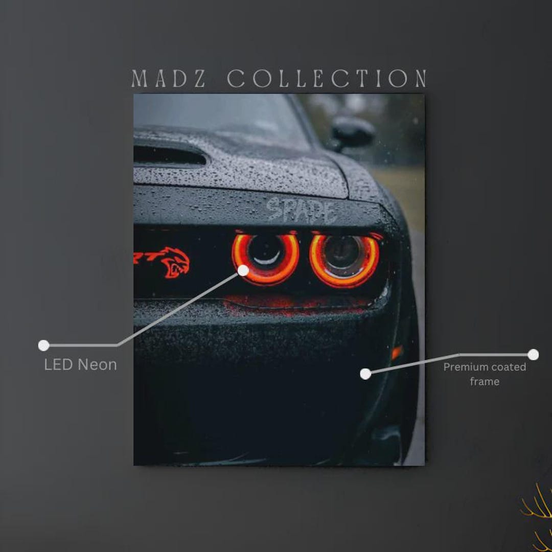 Dodge Challenger Hellcat Neon Poster: Muscle Car Garage Decor - Etsy