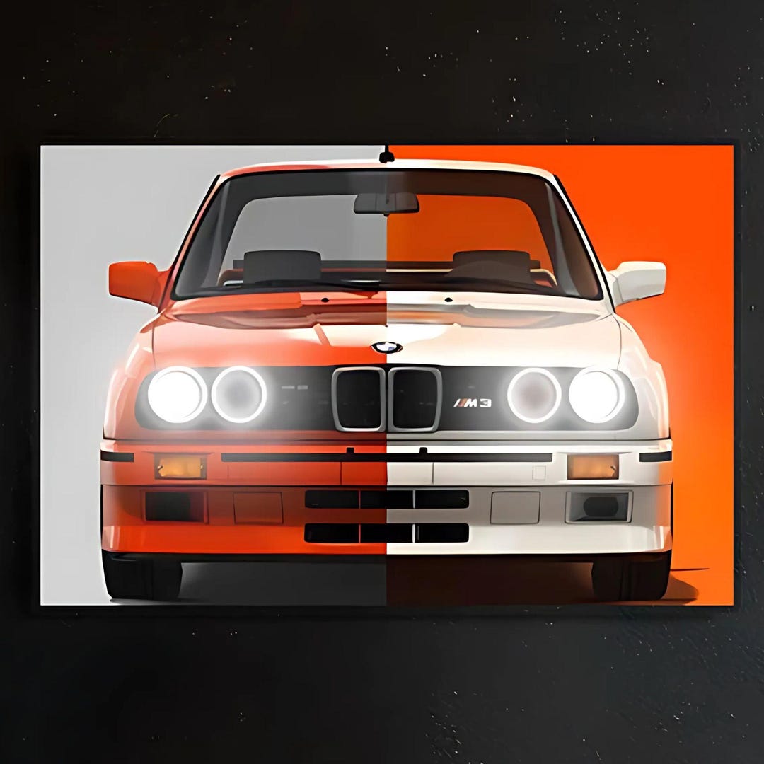BMW E30 M3 Neon Poster: Retro JDM Car Wall Art - Etsy