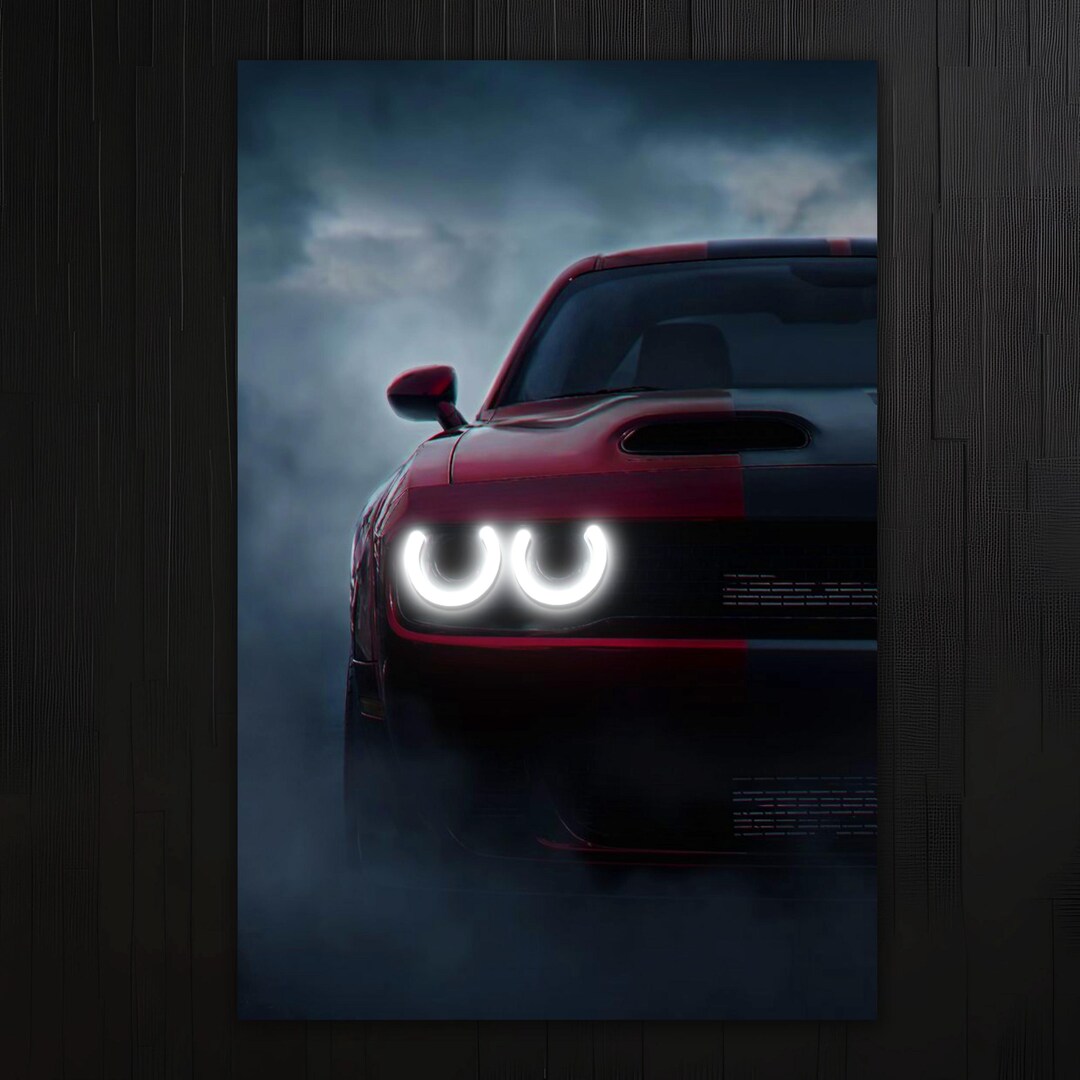 Dodge Challenger Neon Poster: Muscle Car LED Wall Art - Etsy