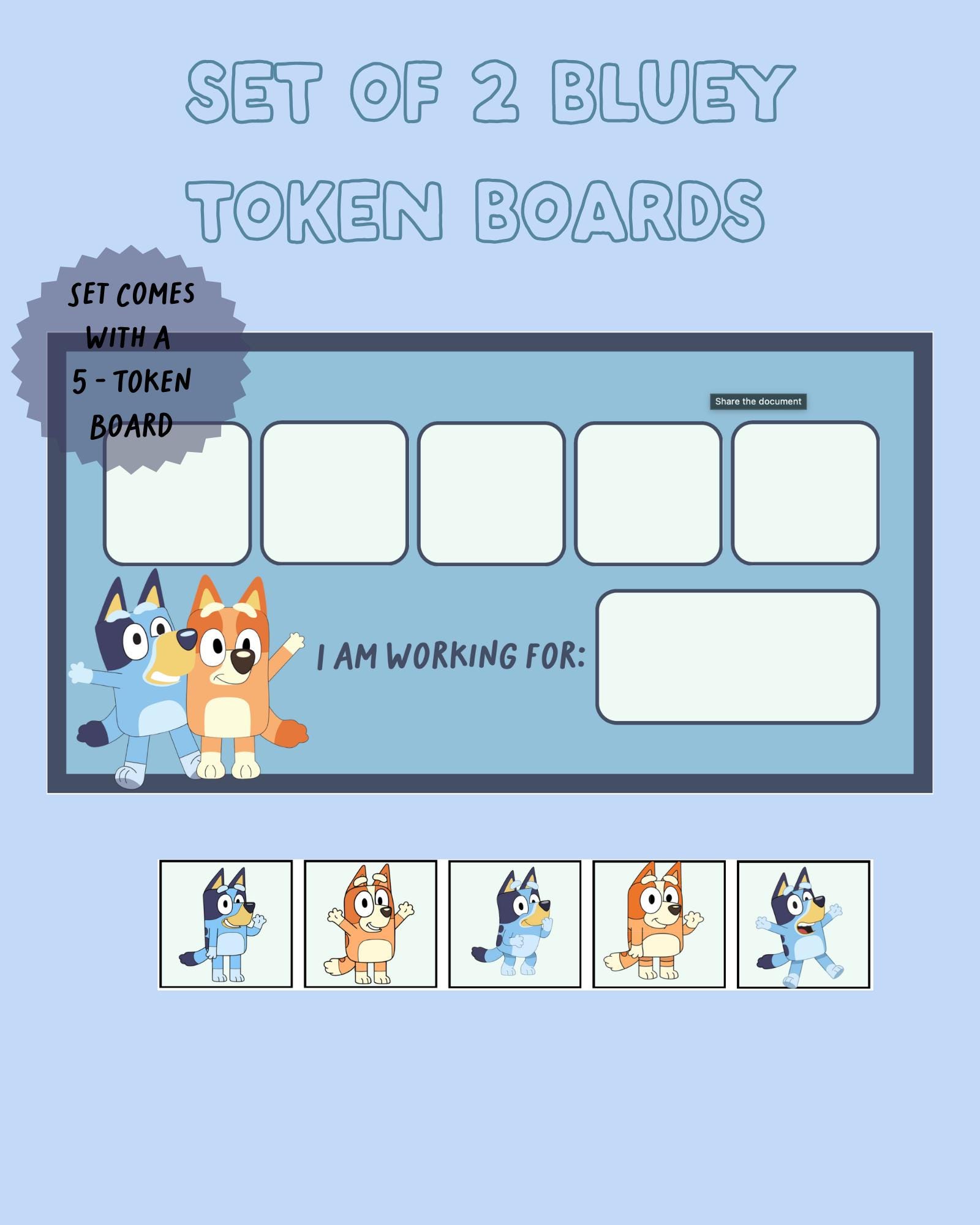 Set of Two BLUEY Reward Chart for Kids: Token Board Printable (digital ...